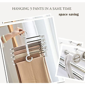 YUNAI Stainless Steel Pants Hangers Jeans Clothes Organizer Folding Storage Rack Space Saver Storage Rack for Hanging