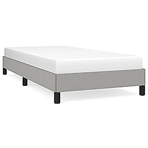 vidaXL Bed Frame, Upholstered Platform Bed, Single Bed Base with Wooden Slats Support for Bedroom, Light Gray 39.4"x74.8" Twin Fabric