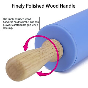 Remeel Silicone Rolling Pin for Baking Non-stick Rolling Pin Dough Roller Wooden Handle Kitchen Accessories Pastry Roller