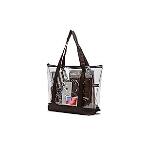 Expersion Clear American Flag Tote Bag, Transparent Heavy Duty See-Through U.S. Handbag for Concerts, Arenas and US Sporting Events, Stadium Approved (green)