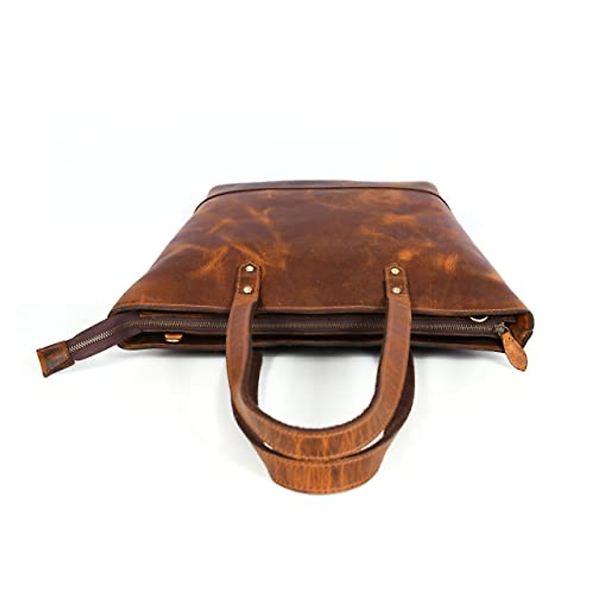 Aaron Leather Goods Genuine Leather Shoulder Bag Handbags Wallet Tote Bag 3pcs Purse Set (Umber)