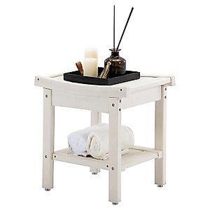 FERFALDER HDPE Waterproof Shower Bench for Inside Shower 16" – Corner Shower Bench Seat with Storage Towel Shelf, Durable Bath Bench for Shower, Ideal Shower Bench for Shower and Inside Showers