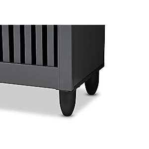 Baxton Studio Fernanda Modern and Contemporary Dark Gray 3-Door Wooden Entryway Shoe Storage Wide Cabinet