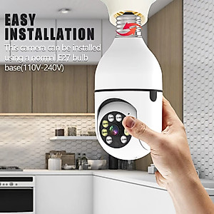 GULZIIYA Wireless WiFi Light Bulb Camera 1080P Outdoor, 2023 New Upgrade 360° Indoor Socket Security Cameras for Home Security with 2-Way Audio, Real-time Motion Detection, Color Night Vision