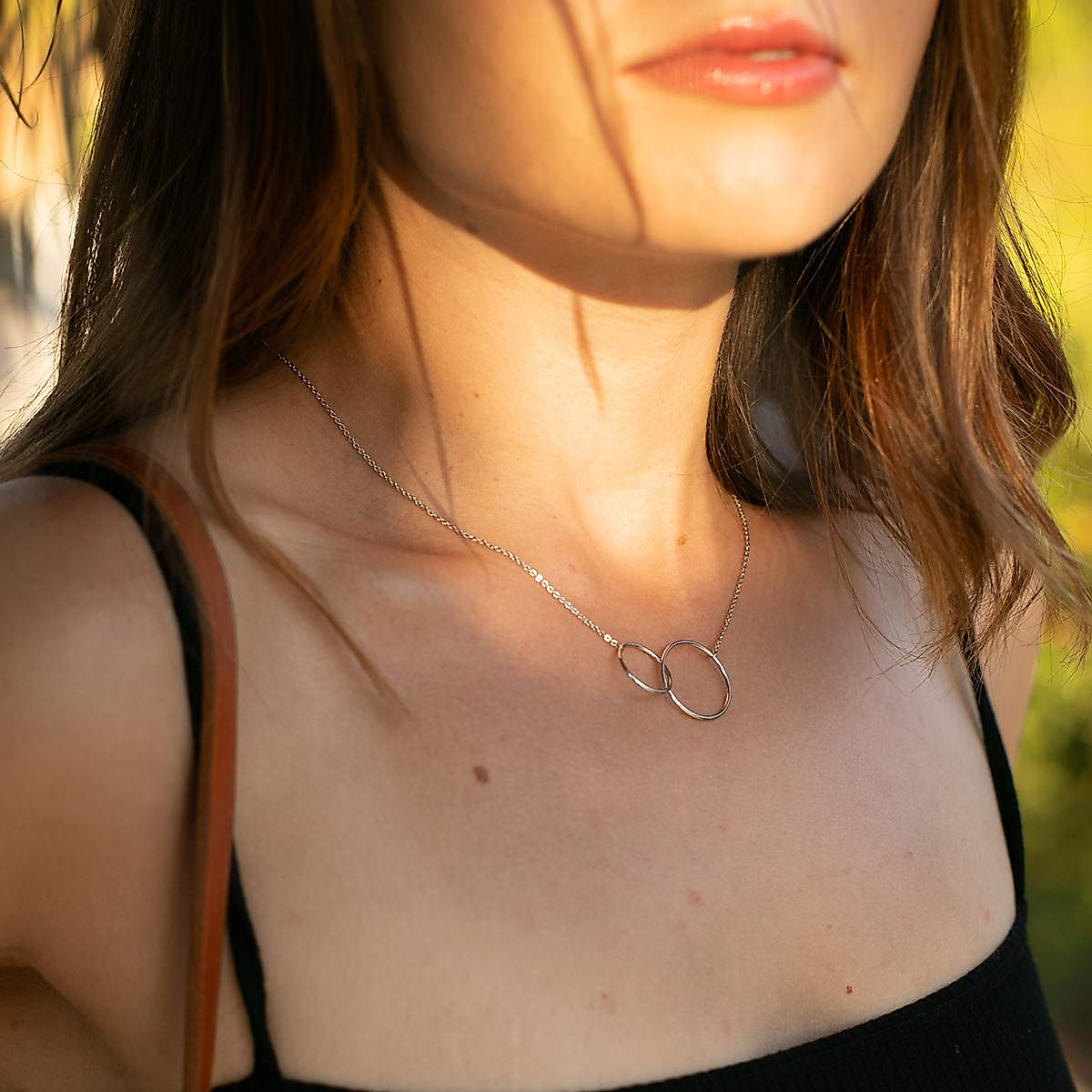 Dear Ava Infinity Interlocking Double Circle Connecting Necklace For Women - Modern Jewelry Pendant Love Gifting Idea for Her with Heartfelt Card - Birthday Gift for Mother and Daughter Gold