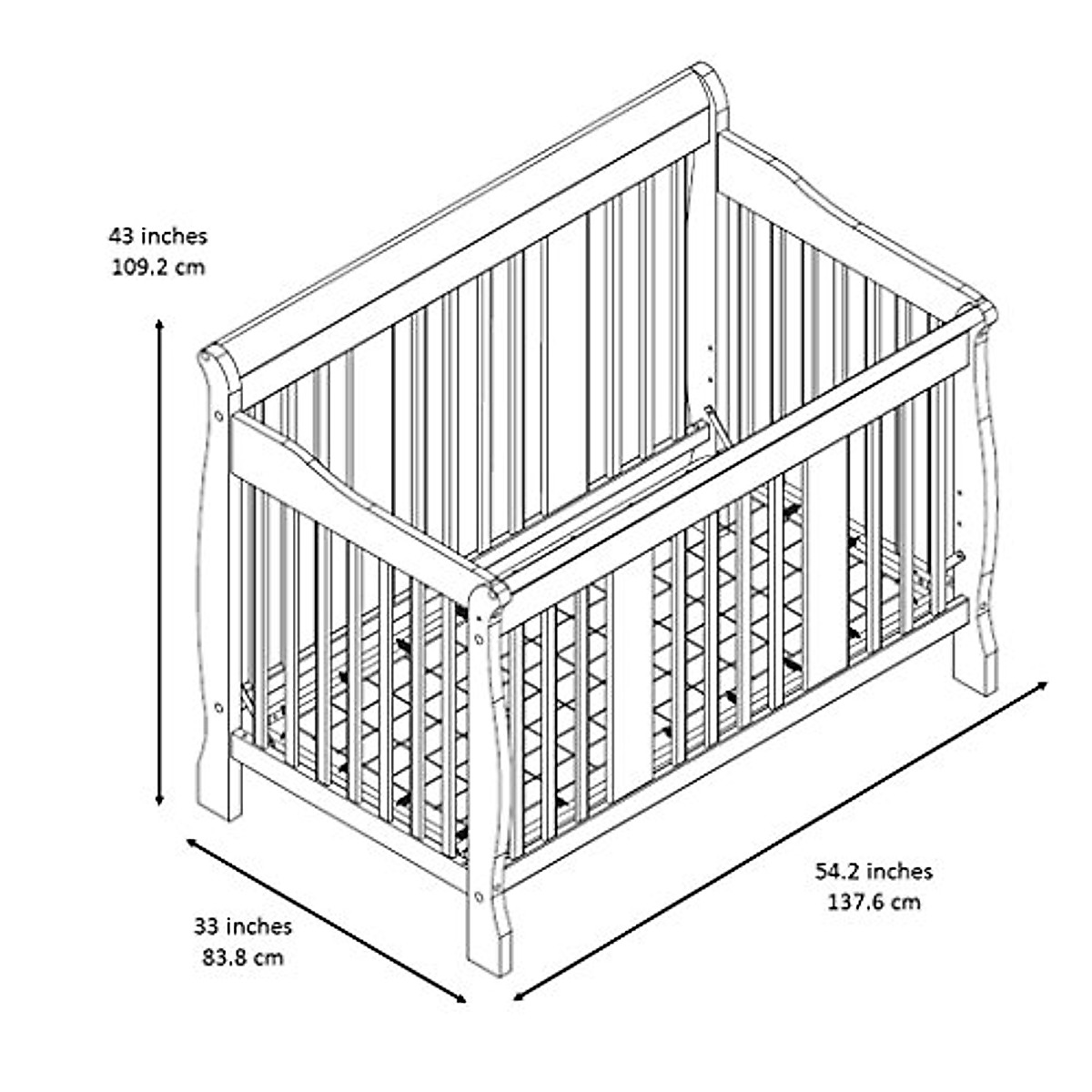 Storkcraft Tuscany 4-in-1 Convertible Crib, Gray, Easily Converts to Toddler Bed, Day Bed or Full Bed, 3 Position Adjustable Height Mattress (Mattress Not Included)