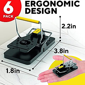 Instant Mouse Mice Traps Pack of 6 - for House, Indoor & Outdoor - Easy Setup & Reusable w/Powerful Spring - Quick & Effective Mousetrap Catcher, Best Traps to Remove Unwanted Rodent from Your Home