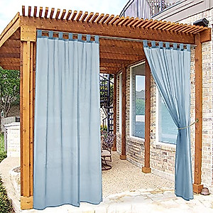 RYB HOME Sheer Curtains Waterproof - Detachable Tab Top Semi Transparent Patio Curtain with 1 Free Rope, Privacy Thermal Drapes, Easy Hanging for Outdoor Living Space, 54" Wide, 96" Long, Navy Blue