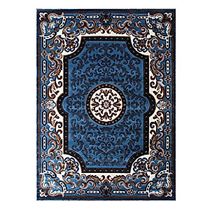 Kingdom Traditional Area Rug Design D 123 Blue (5 Feet X 7 Feet)