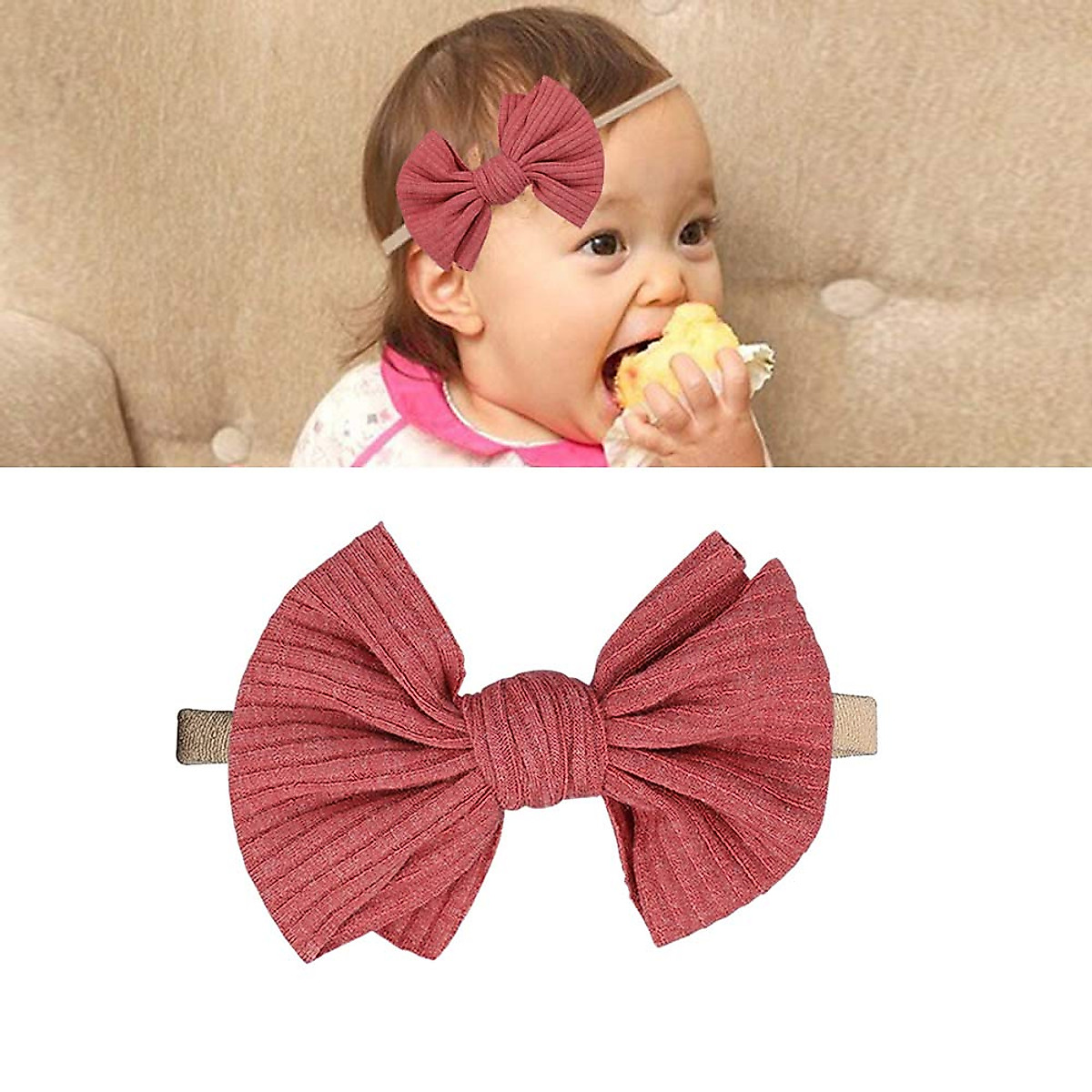 Globalsupplier inSowni 12 Pack Soft Stretchy Nylon Bow Headbands Hair Accessories for Baby Girls Toddlers Newborns Infants Kids