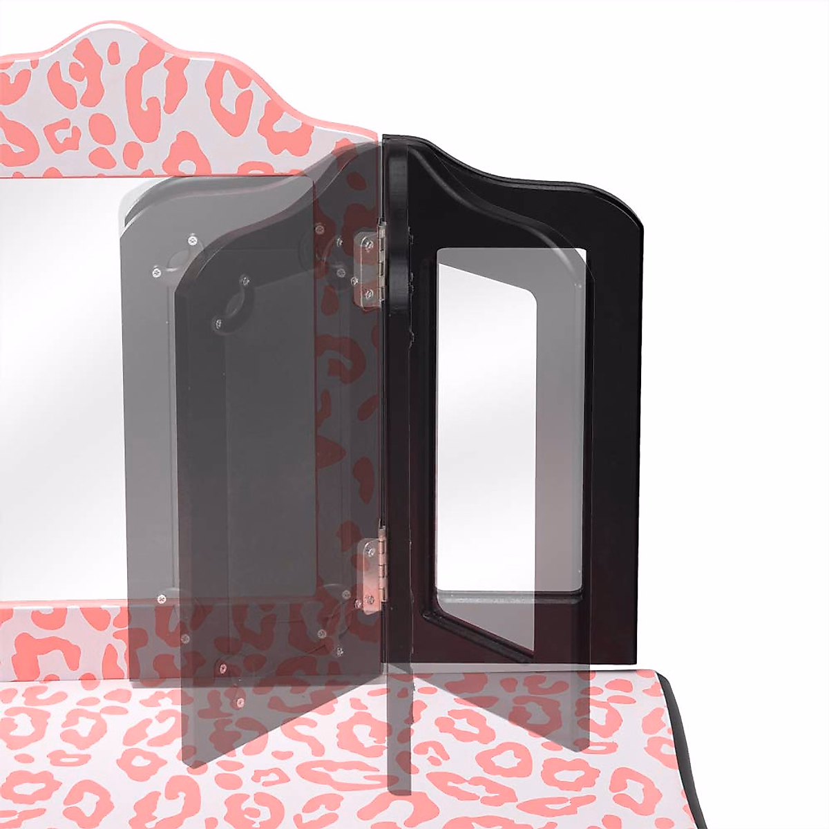 Bonnlo Kids Vanity Set, Princess Vanity Table with Stool, Tri-Folding Mirror Desk for Girls Makeup Dressing Table with Drawer Play Vanity Set