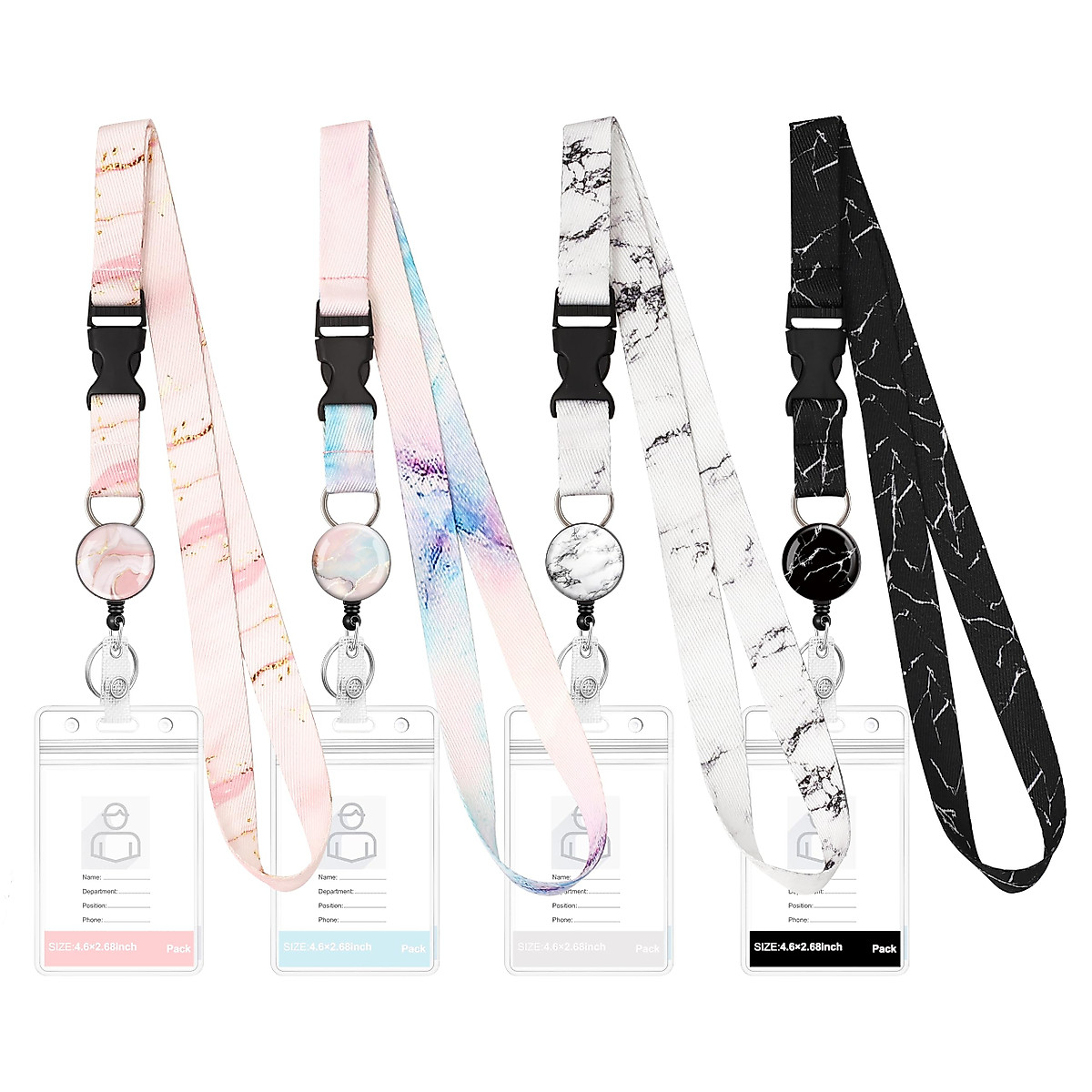 4 Pack Detachable lanyards for Cruise Ship Cards Cute Cruise Lanyards with Retractable Badge Reel and Waterproof ID Badge Holder