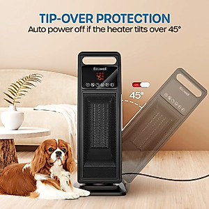 Tower Heater Indoor, 1500W Fast Heating Ceramic Heater, Electric Heater with Remote, Eco Mode & Fan Mode, 1-12H Timer, Tip-Over Protection, 60° Oscillating Portable Heater with Thermostat for Bedroom