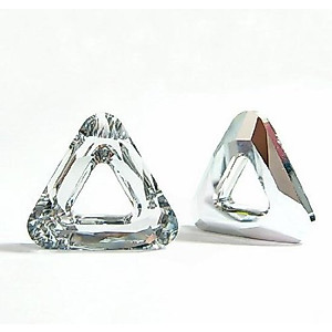 1 pc Austria Crystal 4737 Comsic Triangle Frame Ring Clear CALVSI Foiled Charm Pendant 14mm / Findings/Austrian Elements