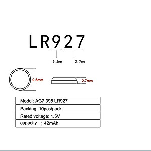 Cotchear AG7 Coin Battery 395A LR927 SR927SW LR57 SR927 Button Cell Batteries [10Pcs/Pack]