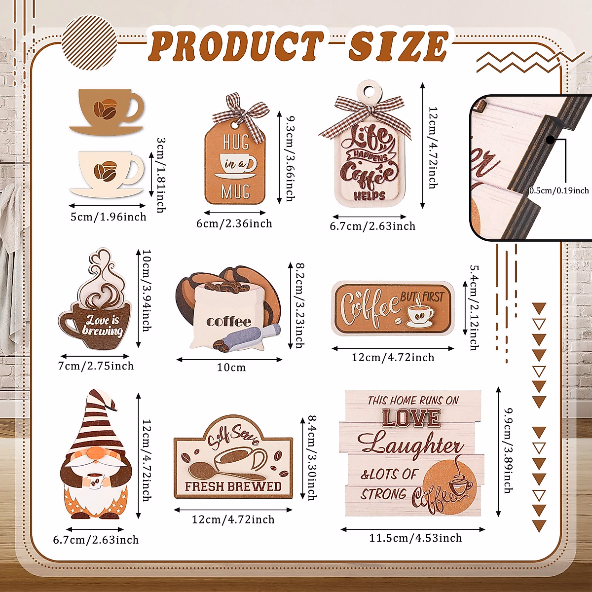 14 Pieces Coffee Tiered Tray Decor Set Coffee Theme Tiered Tray Decor Coffee Wood Signs Coffee Sign Rustic Trays Decor for Summer Home Kitchen Table Decor