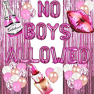 No Boys Allowed Balloons Pink Girls Night Party Banner You Are Like Really Pretty/Ladies Night/Pajama Mean Girls/Makeup Sleep Spa Themed Decor for Bridal Shower/Bachelorette Party Supplies Decorations