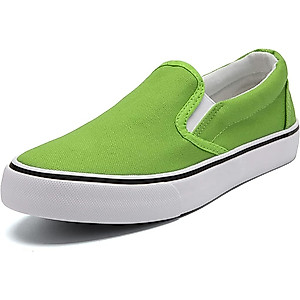 Low-Top Slip Ons Women's Fashion Sneakers Casual Canvas Sneakers for Women Comfortable Flats Breathable Padded Insole Slip on Sneakers Women Low Slip on Shoes (Light Green, Numeric_9)