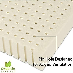 ORGANIC TEXTILES Organic Latex Mattress Topper with Cotton Cover - Made in USA (2 Inches Queen, Soft)