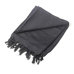 Luxns Military Shemagh Tactical Desert Scarf / 100% Cotton Keffiyeh Scarf Wrap for Men And Women/Black 43"x43"