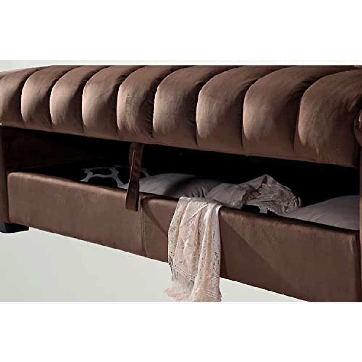 Legend Vansen Velvet Storage Convertible Sofa Bed Sleeper Couch Sofabed, Brown