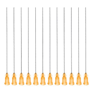 uxcell 20 Pcs 25G Plastic Dispensing Needles with Luer Lock, 4" Steel Needle Tube PP Heat-Resistant Plastic Blunt Tip for Liquid Glue Gun, Orange