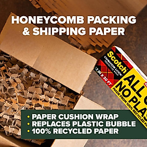Scotch Cushion Lock Protective Wrap, 12 in x 30 ft, Sustainable Packaging Solution for Packing, Shipping and Moving, No Scissors or Tape Needed, Great Alternative to Bubble Cushion Wrap (PCW-1230)