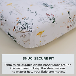 Pobibaby - 2 Pack Premium Pack N Play Sheets Fitted for Standard Pack and Plays and Mini Cribs - Ultra-Soft Jersey Knit, Stylish Floral Pattern, Safe and Snug for Baby (Wildflower)