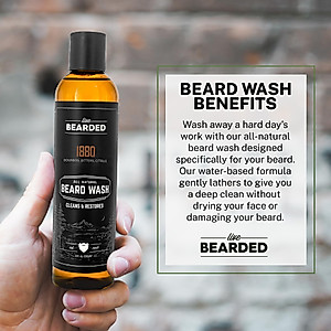 Live Bearded Beard Wash - 1880 - Beard and Face Wash - 8 fl. oz. - Water-Based Formula with All-Natural Ingredients for a Gentle, Deep Cleanse - Made in the USA