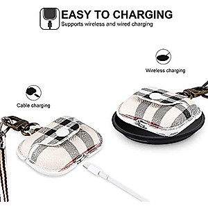 AirPods Pro Case Cute with Keychain Leather Protective Shockproof AirPods 3 Case Cover for Apple AirPods Pro Charging Case - Girl and Women Gift (B)