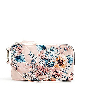 Vera Bradley Women's Performance Twill Wristlet With RFID Protection, Peach Blossom Bouquet, One Size