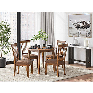Signature Design by Ashley Berringer Dining Room Round Drop Leaf Table, Rustic Brown
