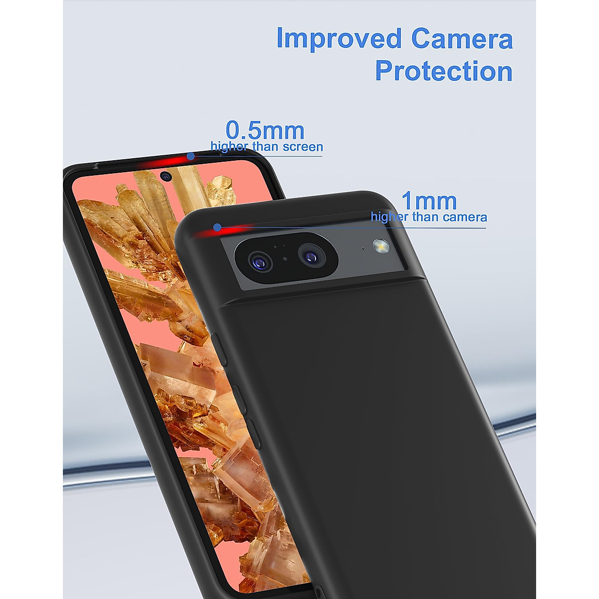 Foluu Silicone Case for Google Pixel 8, Pixel 8 Liquid Gel Rubber Bumper Case with Soft Microfiber Lining Cushion Slim Hard Shell Shockproof Protective Cover for Google Pixel 8 2023 (Black)