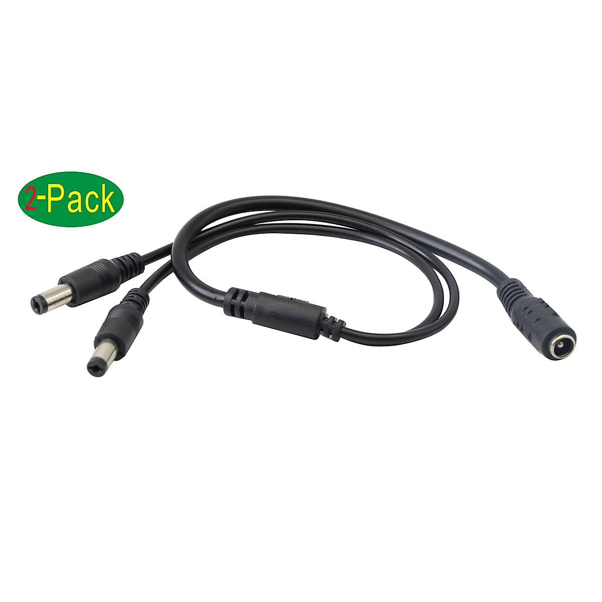 zdyCGTime 2Pack DC Power Female to Male Splitter Adapter Cable 1 Female to 2 Male 5.5mm x 2.1mm DC Power Supply Splitter Cord for Security CCTV Parking Security Cameras(1 to 2)