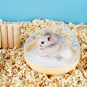 HAICHEN TEC Hamster Bathroom - Large Transparent Hamster Sand Bath Container with Scoop Kit Sandbox Toilet for Dwarf Hamster, Syrian Hamster Small Animal Cage Accessories (Yellow)