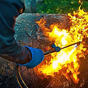 ATERET Welding Gloves 14 Inch Heat/Fire Resistant Leather Gloves for Mig, Tig, BBQ, Camping, Furnace, Pot, Fireplace (Blue)