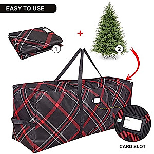 ProPik Christmas Tree Storage Bag, Fits Up to 9 Ft. Tall Disassembled Tree, 25" Height X 20" Wide X 65" Long, Heavy Duty Plaid Storage Container, Constructed of Durable 600D Oxford Material(Tree storage bag)