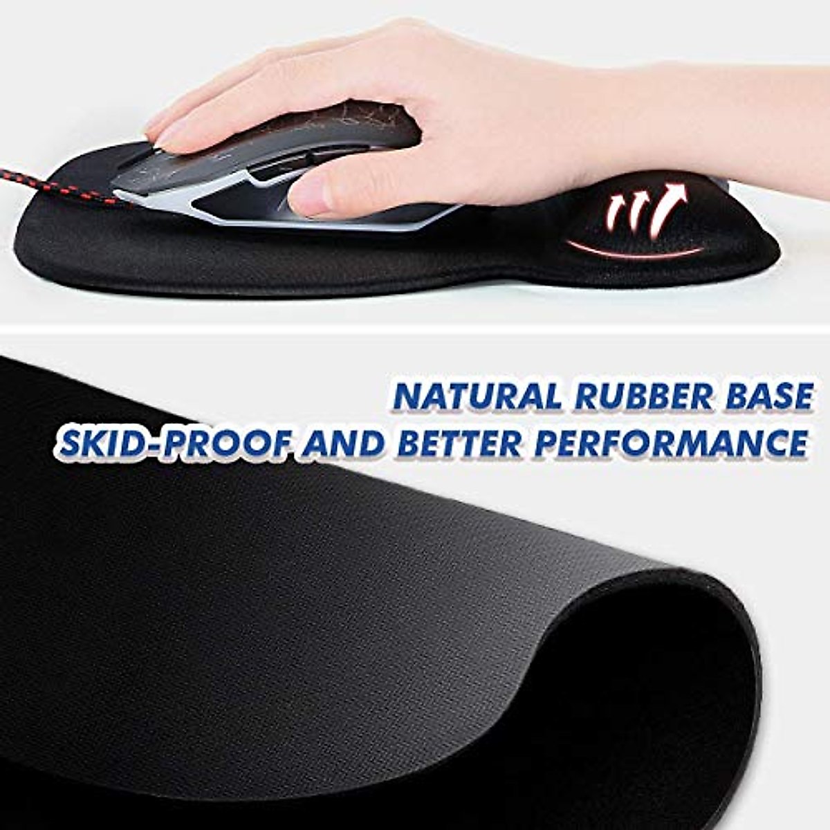 Ergonomic Mouse Pad with Wrist Support, Premium Memory Foam Keyboard Wrist Support Bar and Mouse Wrist Rest Pads Set- for Comfortable Typing &Wrist Pain Relief Mouse Pad with Wrist Support Bar