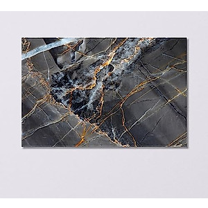 Yellow and Dark Gray Marble Canvas Print 5 Panels / 36x24 inches