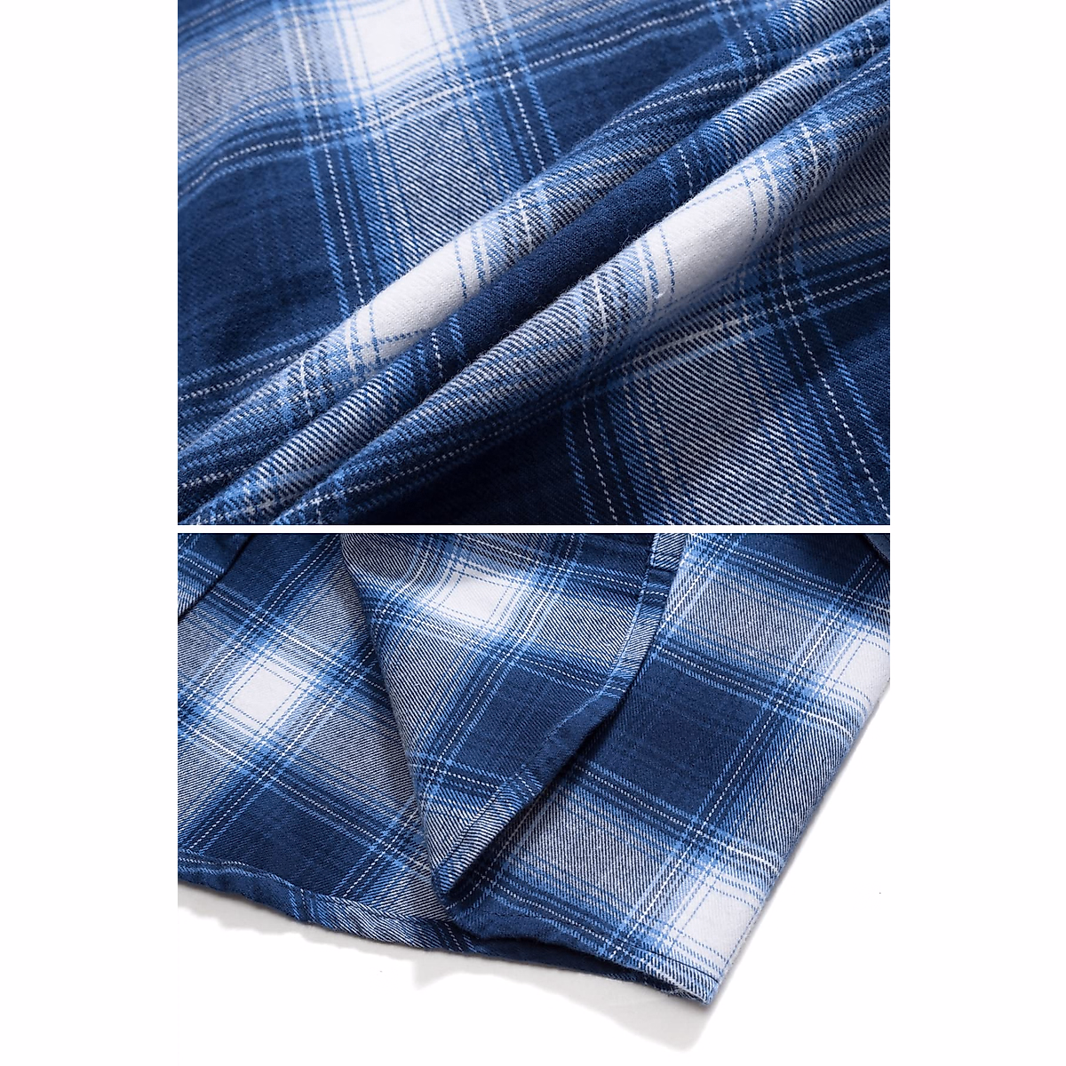 MAGCOMSEN Plaid Shirts for Men Flannel Shirts Long Sleeve Shirts Casual Shirts Work Shirts Athletic Shirts Mens Work Shirt Corduroy Shirts for Men Blue White