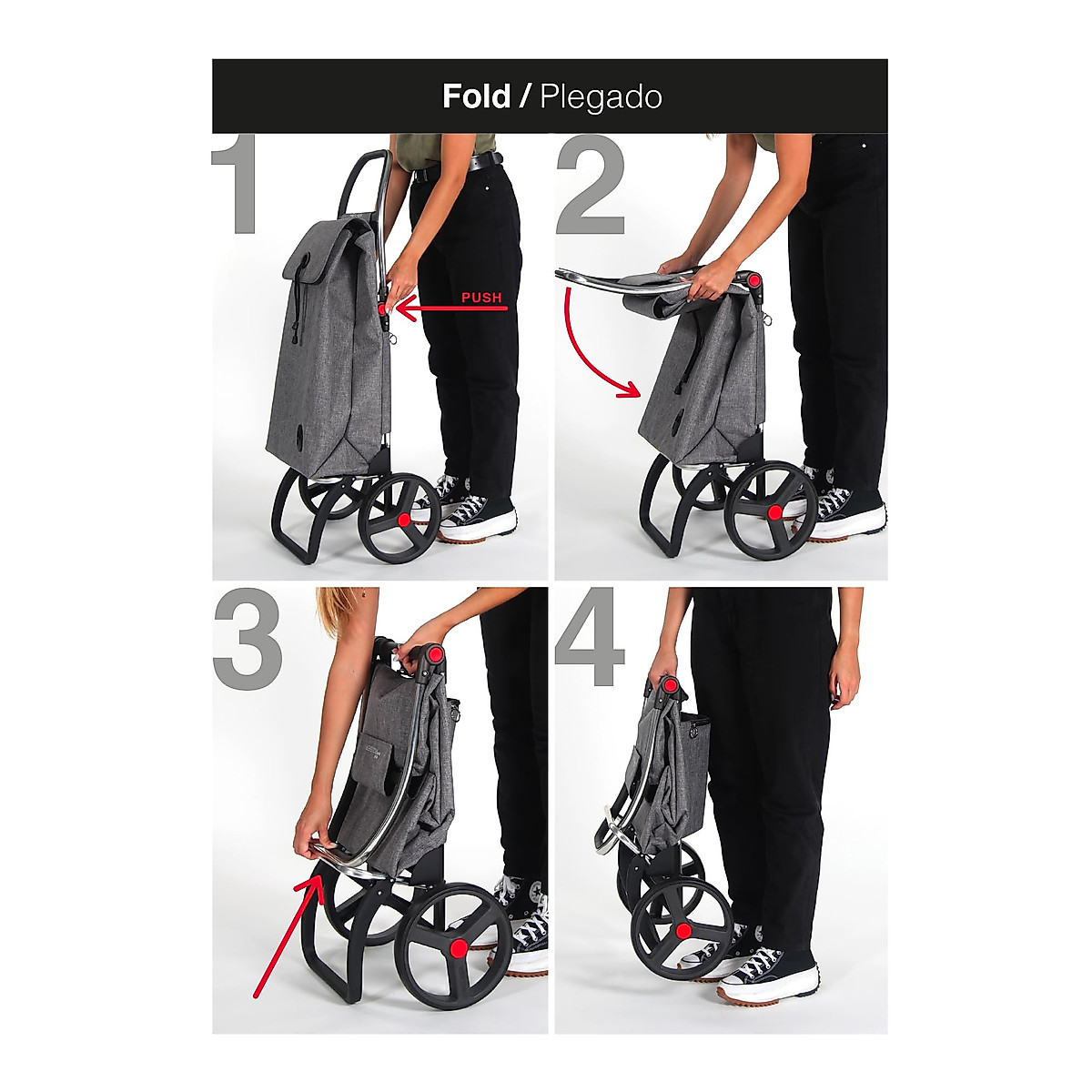 Foldable Grocery Shopping Cart with Wheels | Collapsible Personal Folding Cart for Groceries | Durable & Portable | Green