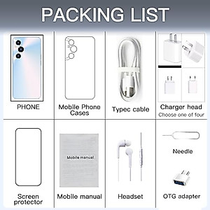 VSMOX 2023 Upgrade Mobile Phones S30Ultra, Mobile Phone 8GB 256GB/128GB, 8000mAh, Android 13, 6.53in HD, 108MP 50MP, 3 Cards Slots, 5G Dual Sim Free Unlocked,White-8GB~256GB