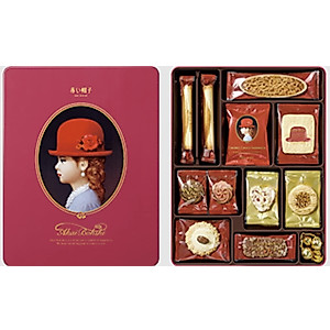 Akai Bohshi Pink box - Japan Biscuit Gift Tin /Japanese Cookies Gift Box (Tivoli)