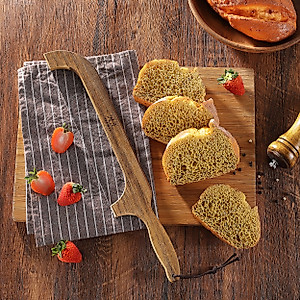 XZZWLL Bread Knife for Homemade Bread, 16.7" Wooden Serrated Sourdough Bread Knife, Stainless Steel Pointed Tips Blade and Bread Bow Knife Design, Bread Slicer for Homemade Bread