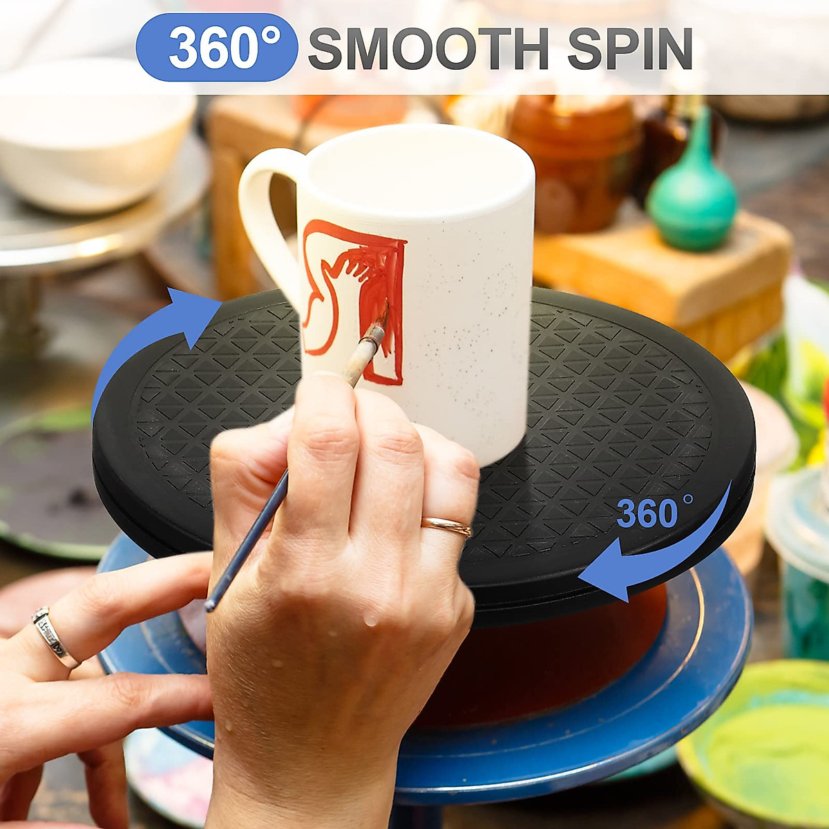 8 Pcs Lazy Susan Turntable Organizer 10 Inch 12 Inch Lazy Susan Turntable Heavy Duty Rotating Swivel Stand with Steel Ball Bearings for Flat Panel Monitors, Potted Plants, TV's, Sculpture, Speakers