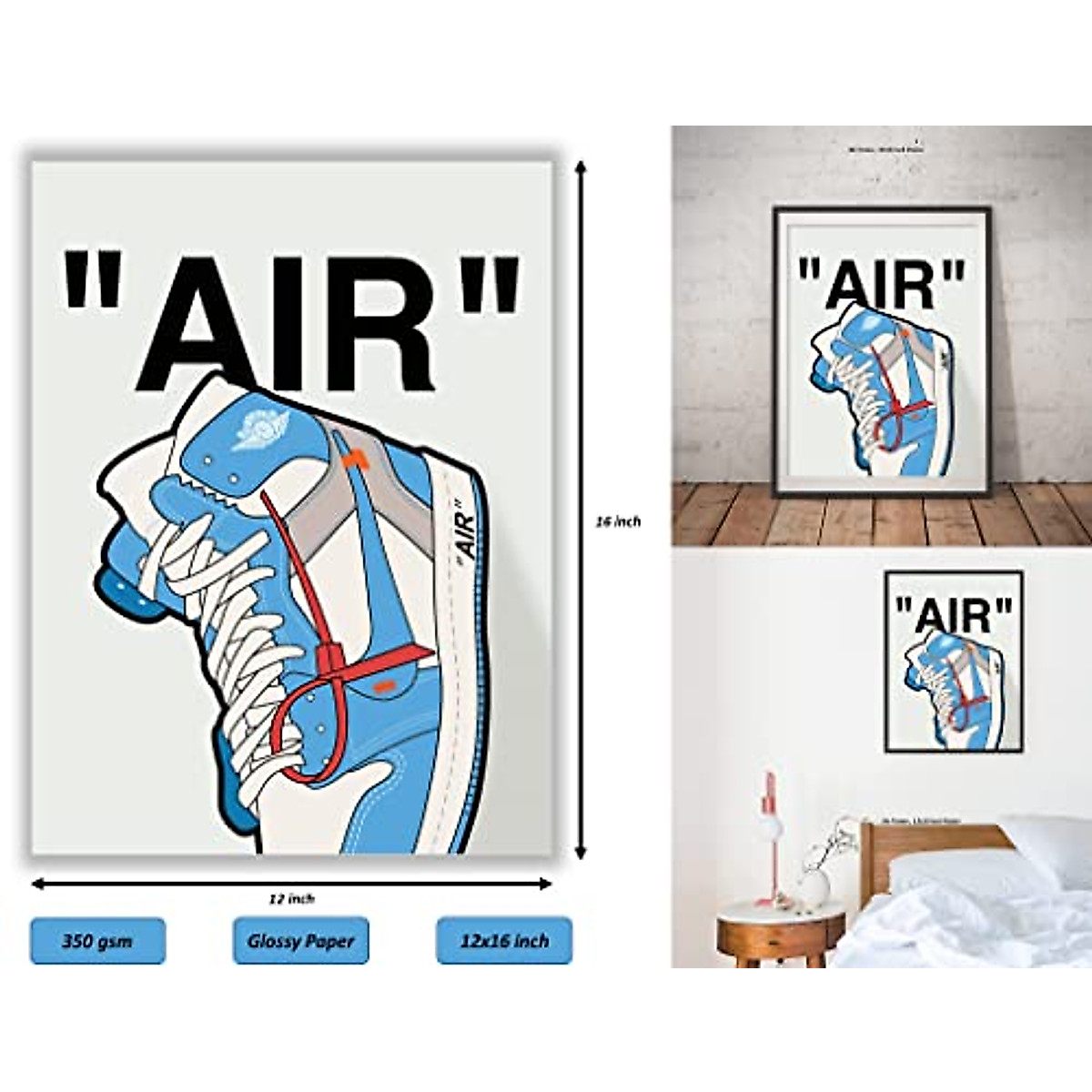 Hypebeast Air Sneaker Poster – (12x16 Inch) Unframed – AJ Wall art, Hypebeast Room Decor, Michael Jordan Poster, Sneaker Air Gym Shoes Shoebox Collection Aesthetic Cool Poster for Teen Boys Guys Men Room Dorm Bedroom Wall Decor by LIYA Design Prints