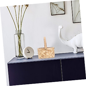 Parliky Wooden Easter Basket Natural Rattan Basket Houseware Storage Basket Wicker Woven Basket Flower Basket Storage Baskets Wood Chip Woven Woodchip Basket Baby Bamboo Storage Box Boy