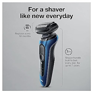 Braun Series 6 6040cs Electric Shaver with Charging Stand, Precision Trimmer, Wet & Dry, Rechargeable, Cordless Foil Shaver, Blue
