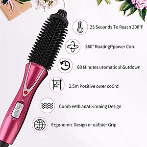 Electric Professional Anti-Scald Curling Brush with Instant Heat Up for All Hair Types (US Plug, 110-240V)