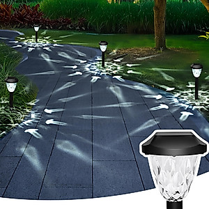 GIGALUMI 8 Pack Solar Lights Outdoor, Solar Pathway Lights with Great Pattern, Waterproof Auto On/Off Solar Powered Light for Outside Yard Garden Walkway Driveway Lawn Pathway